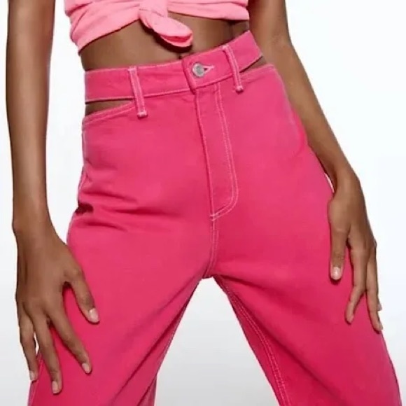 Zara | Jeans | Brand New Zara Pink Cut Out Jeans | Poshmark